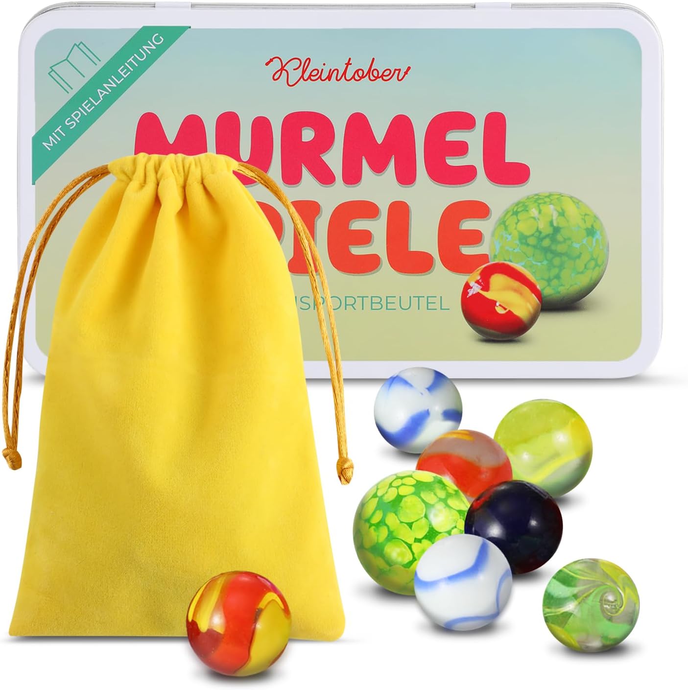 Kleintober 25 Premium Murmeln I Glasmurmeln I Murmelspiel in Metalldose ...