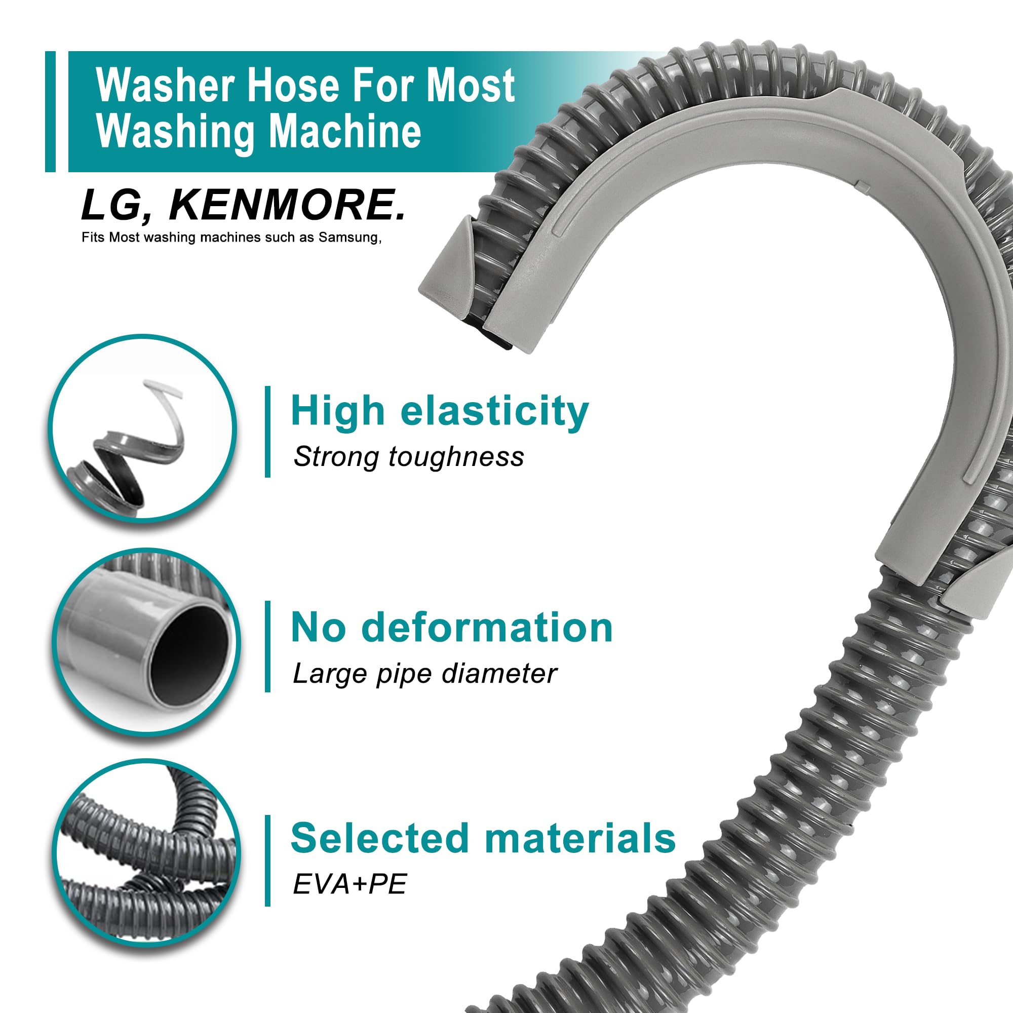 Snapklik.com : TOMOON 8Ft Universal Washing Machine Drain Hose Flexible ...