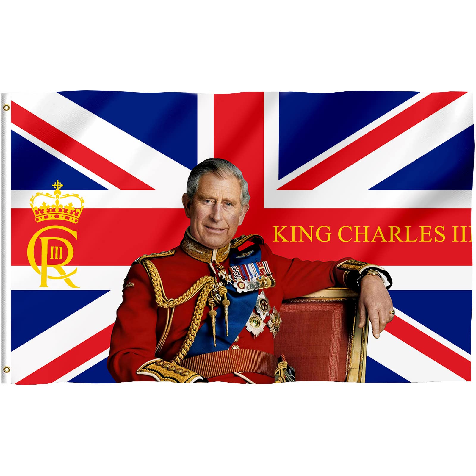 Gelasgo King Charles III Flag, 5ft x 3ft King Charles Coronation Flag ...