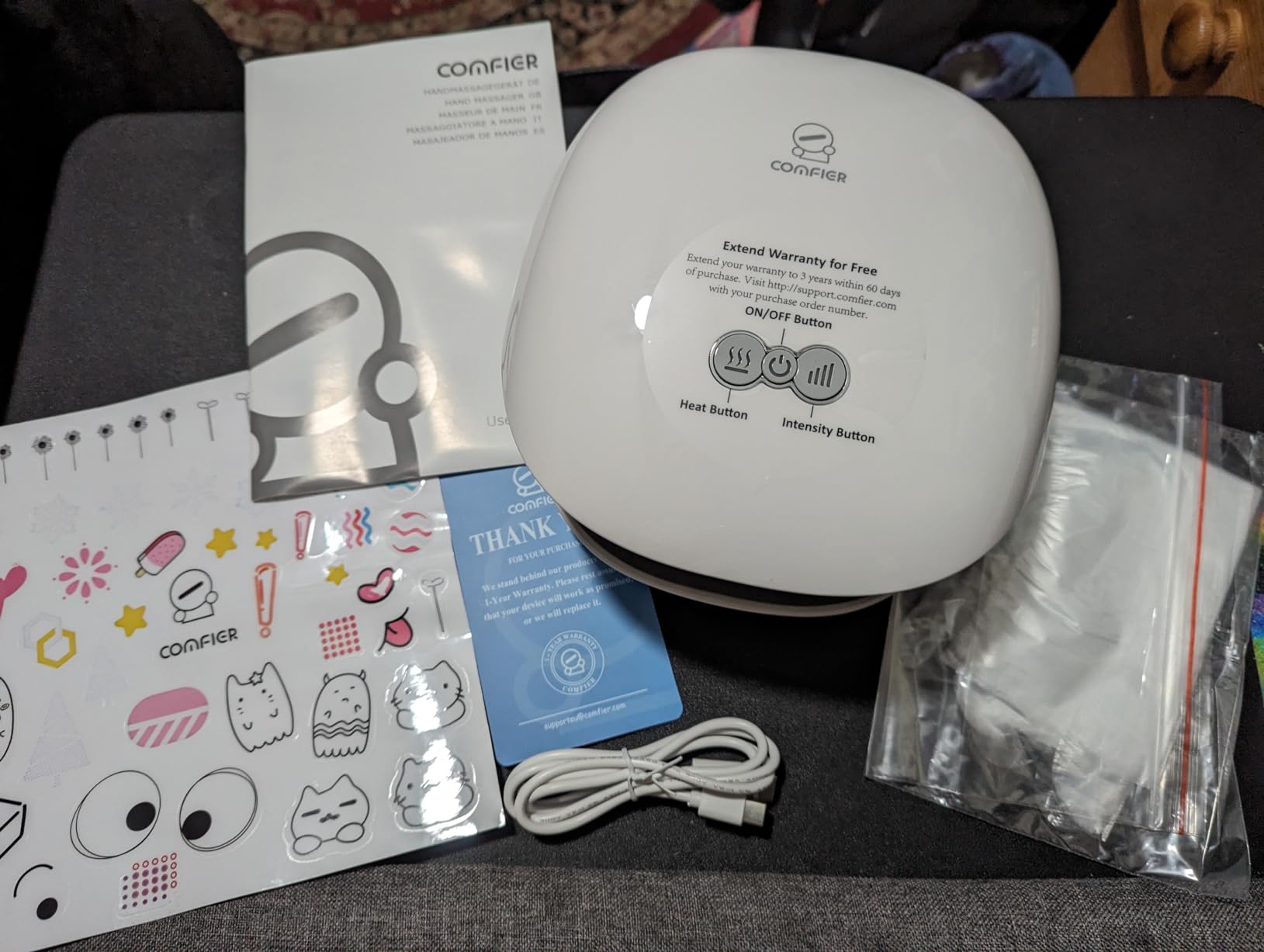 COMFIER Cordless Hand Massager Machine with Heat, Finger Massaing for ...