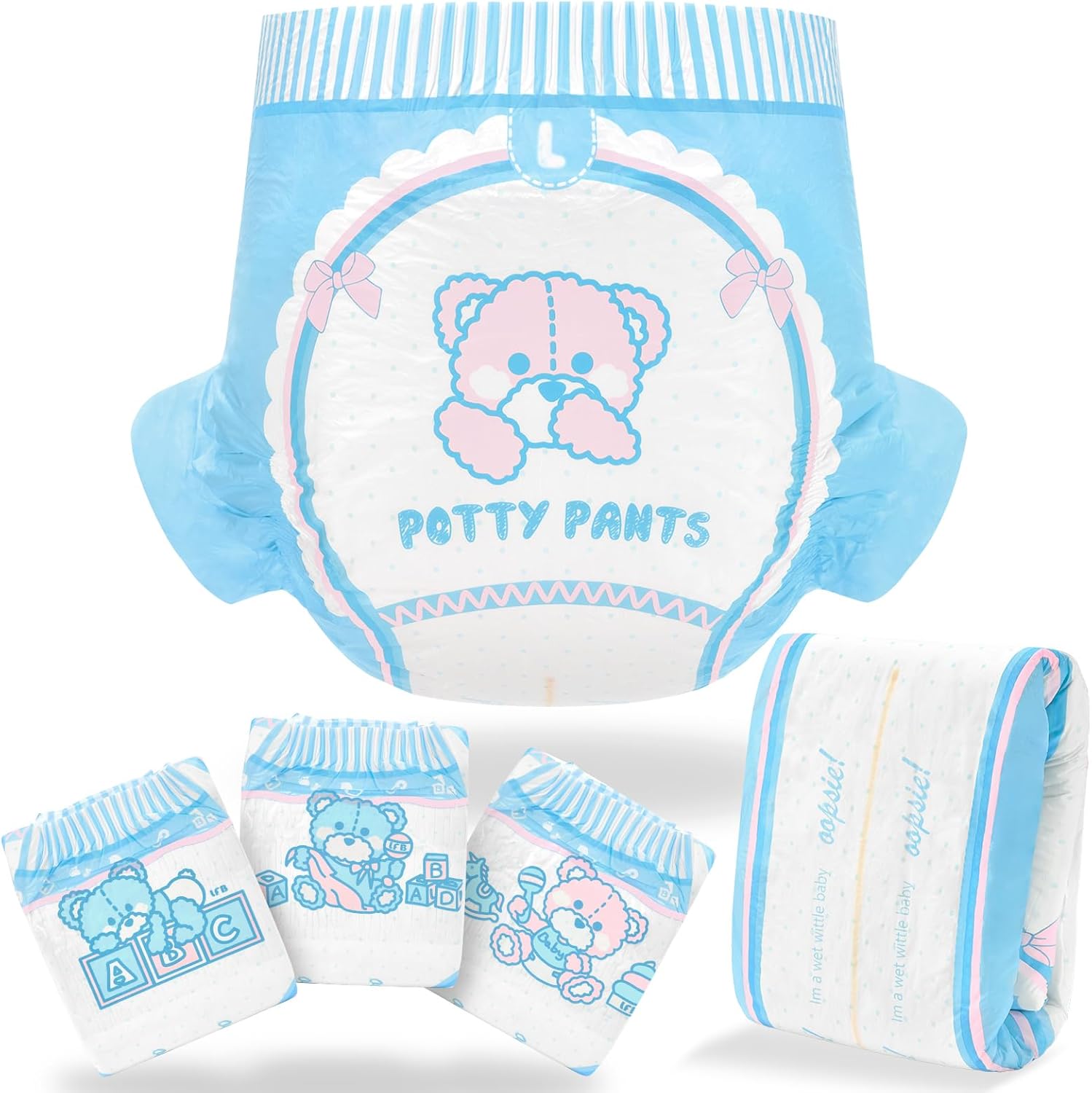 Littleforbig Adult Printed Diaper 10 Pieces - Potty Pants (Large 36"-48 ...