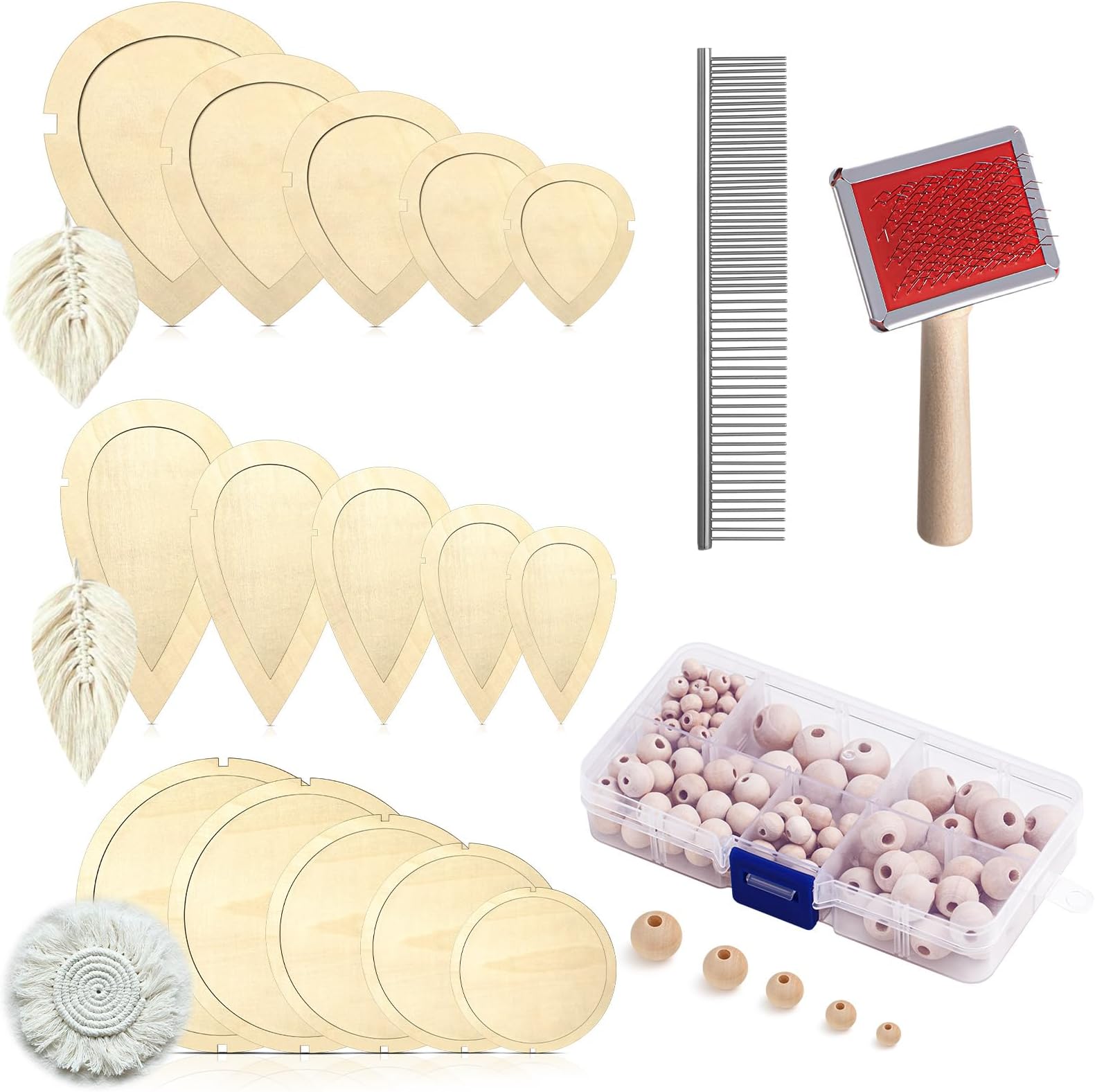 Amazon.com: BENECREAT 12Pcs Leaf Macrame Cutting Molds Wood Macrame ...