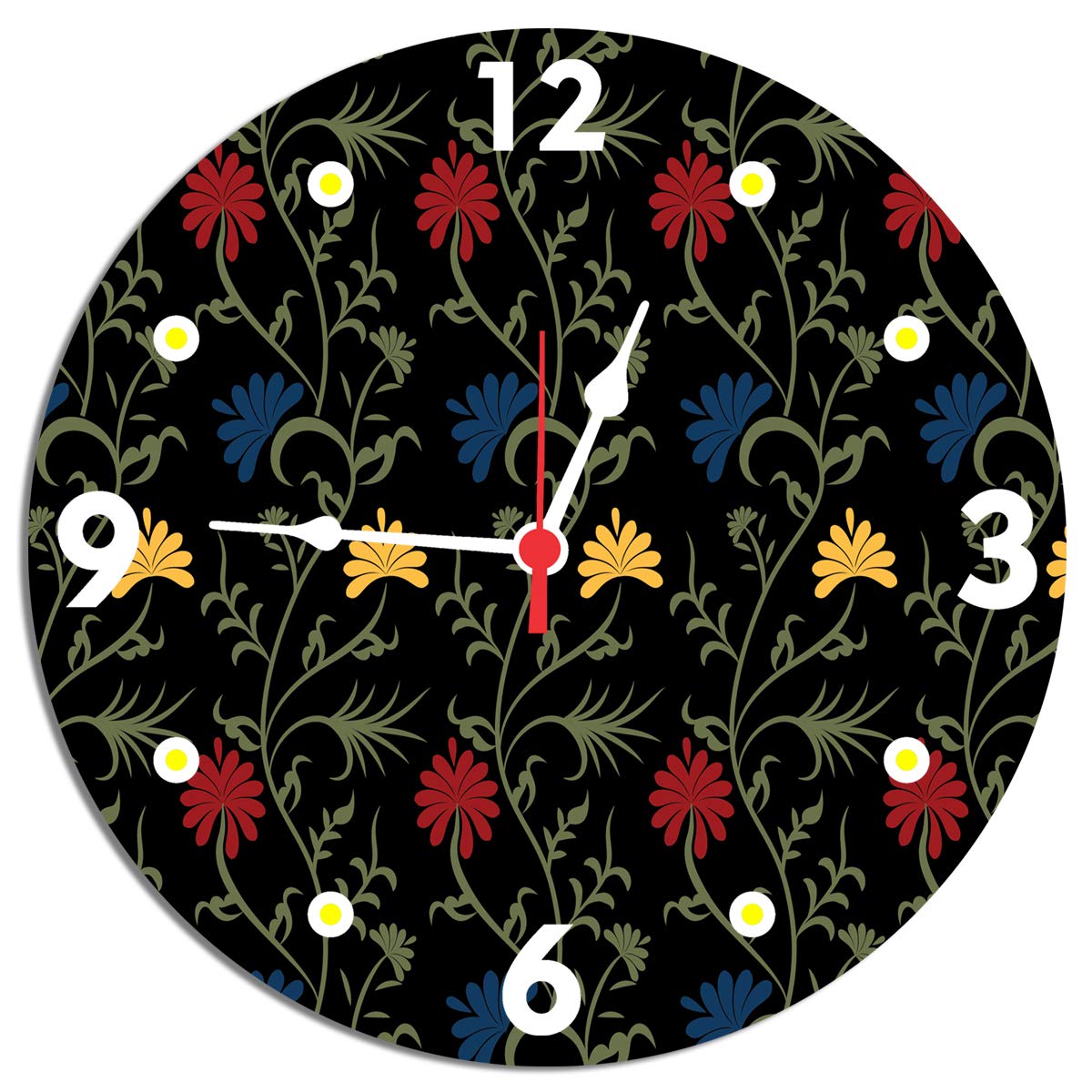 Buy Zaman Round Wall Clock for Living Room, MDF Wood Quartz Wall Clock ...