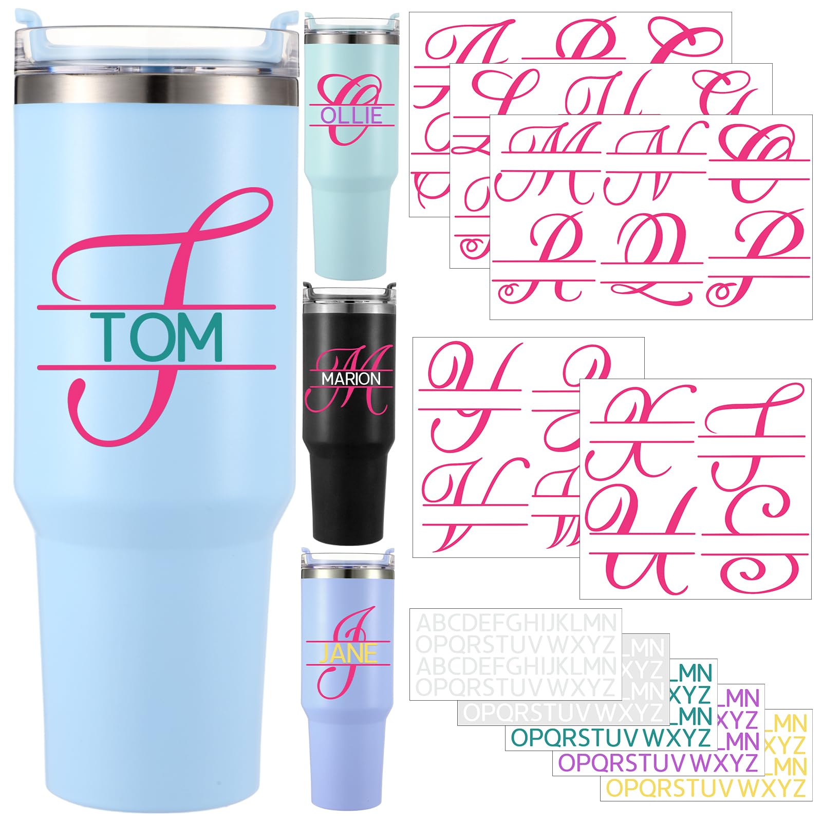 Amazon.com: 10 Sheets Split Letter Stickers for Water Bottles ...