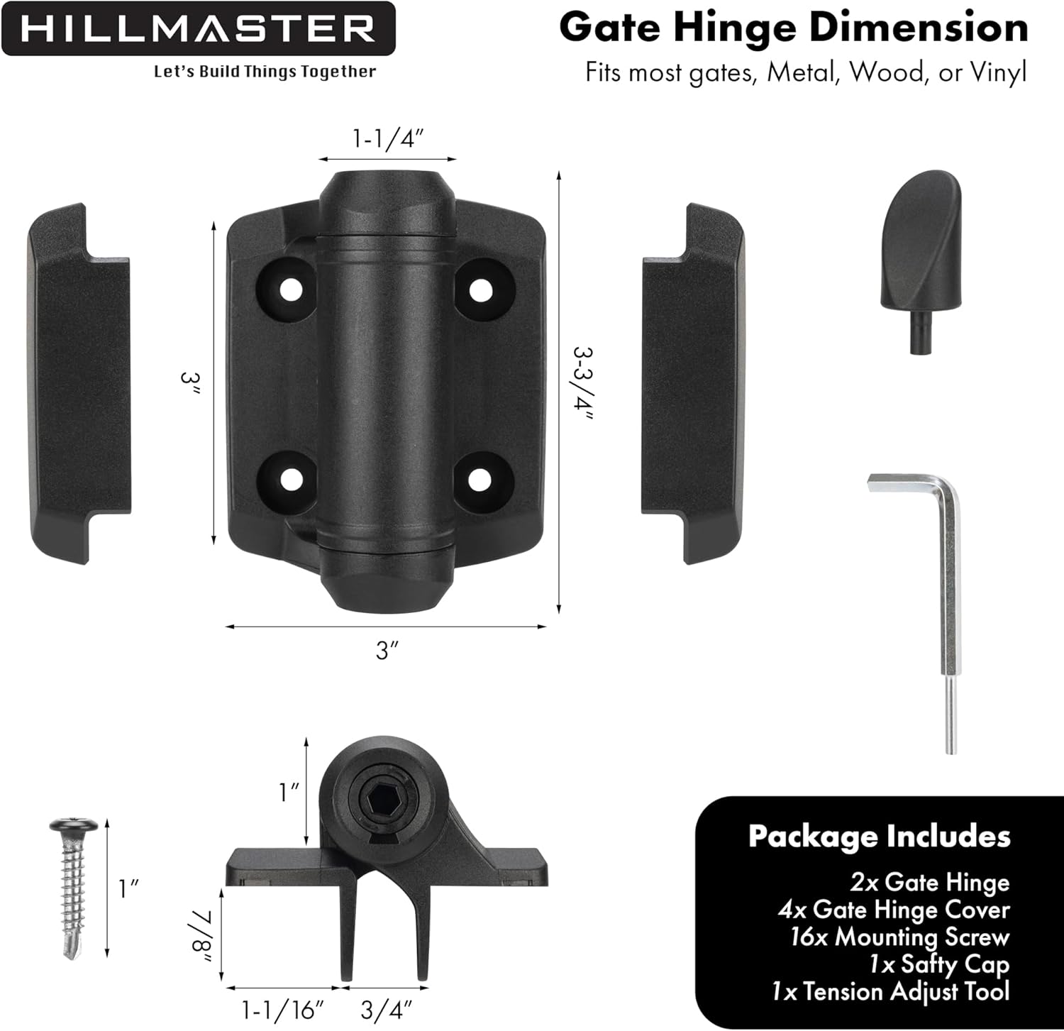 Heavy Duty Self Closing Gate Hinges with Safety Cap,Pool Gate Hinges ...