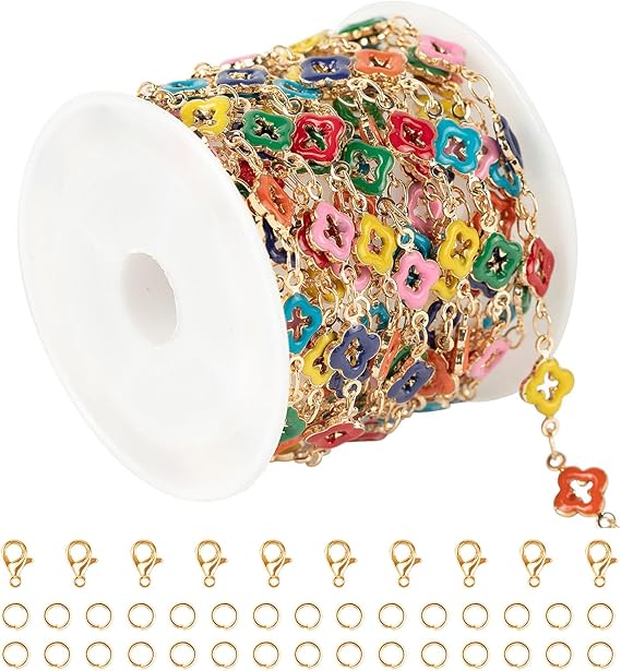 Amazon.com: KYUNHOO 3M Four Leaf Clover Jewelry Making Chains Gold ...