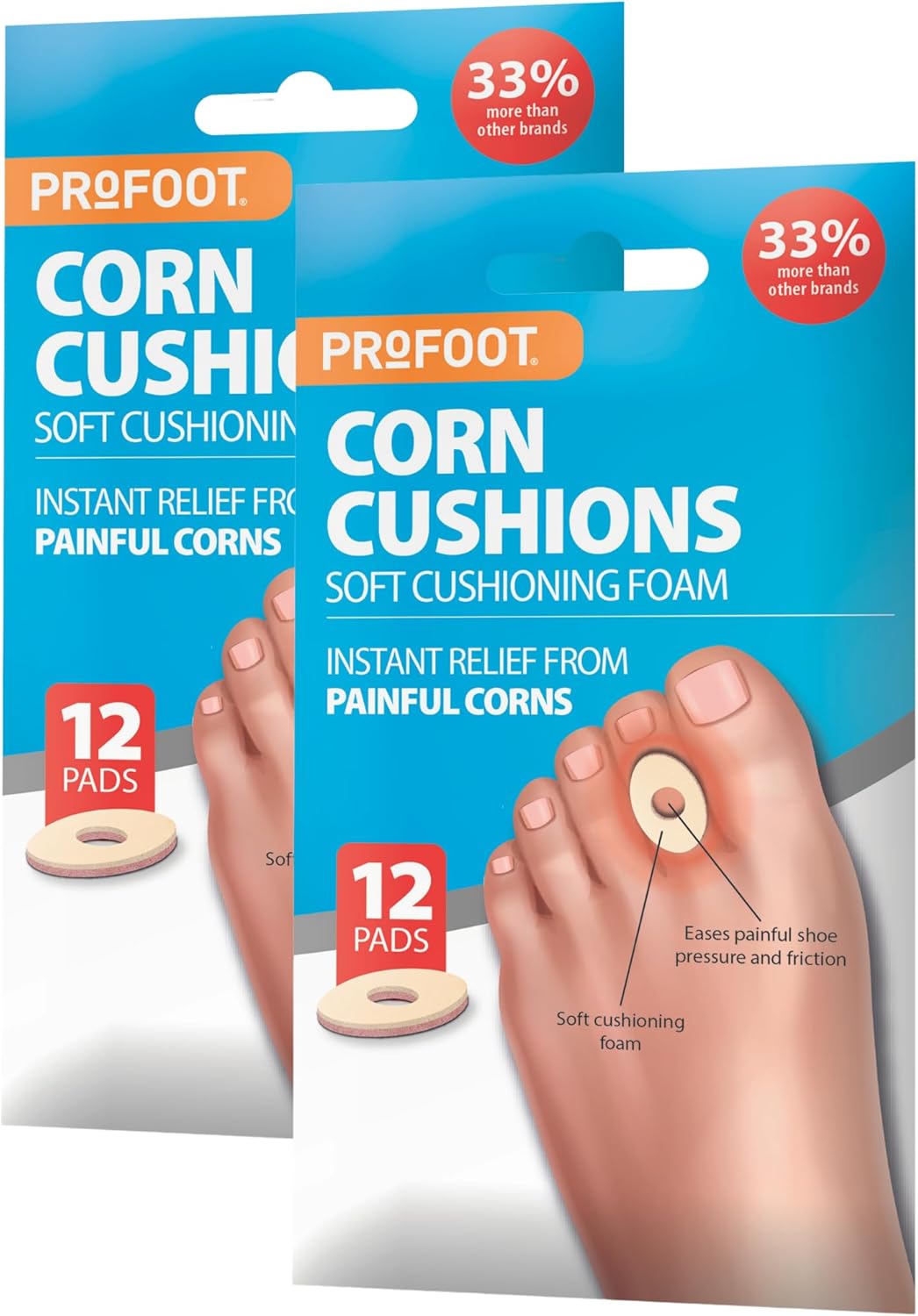 Profoot Corn Cushions - 12 Cushioning Pads - Instant Relief from ...
