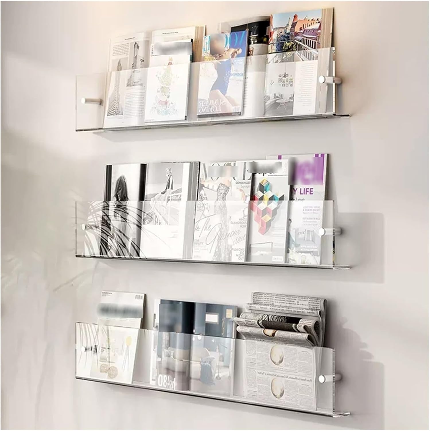 Porte-revues Montage mural Acrylique clair Porte-magazines, Porte ...