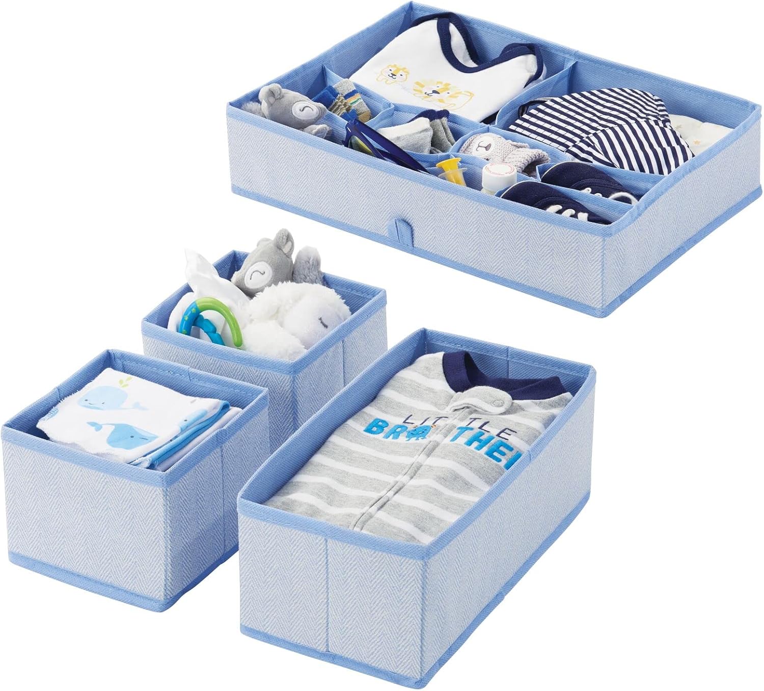 Amazon.com: mDesign Fabric 4-Piece Drawer Organizer Bins, Kids/Baby ...