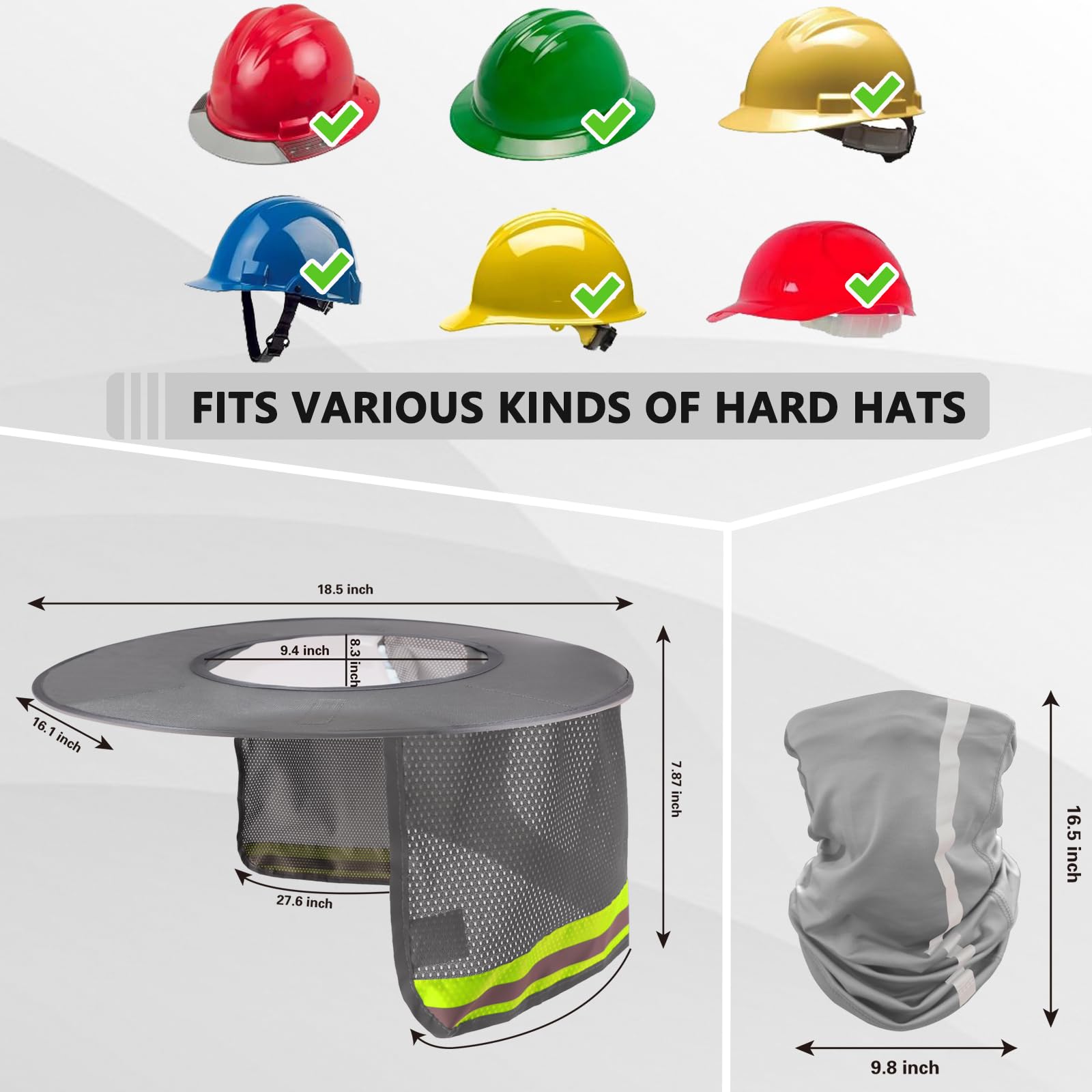 Snapklik.com : ENASGLOO 4 Pcs Full Brim Hard Hat Sun Shade Mesh Neck ...