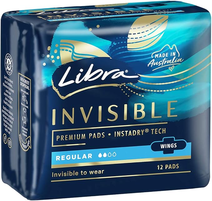 Libra Invisible Regular Pads with Wings, Pack of 12 : Amazon.com.au ...