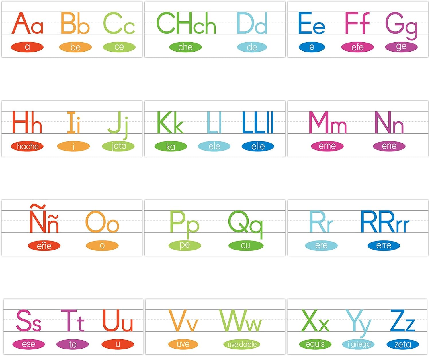 YIXAXKAO 12 Pieces Alphabet Line for Classroom Wall Spanish Alphabet ...