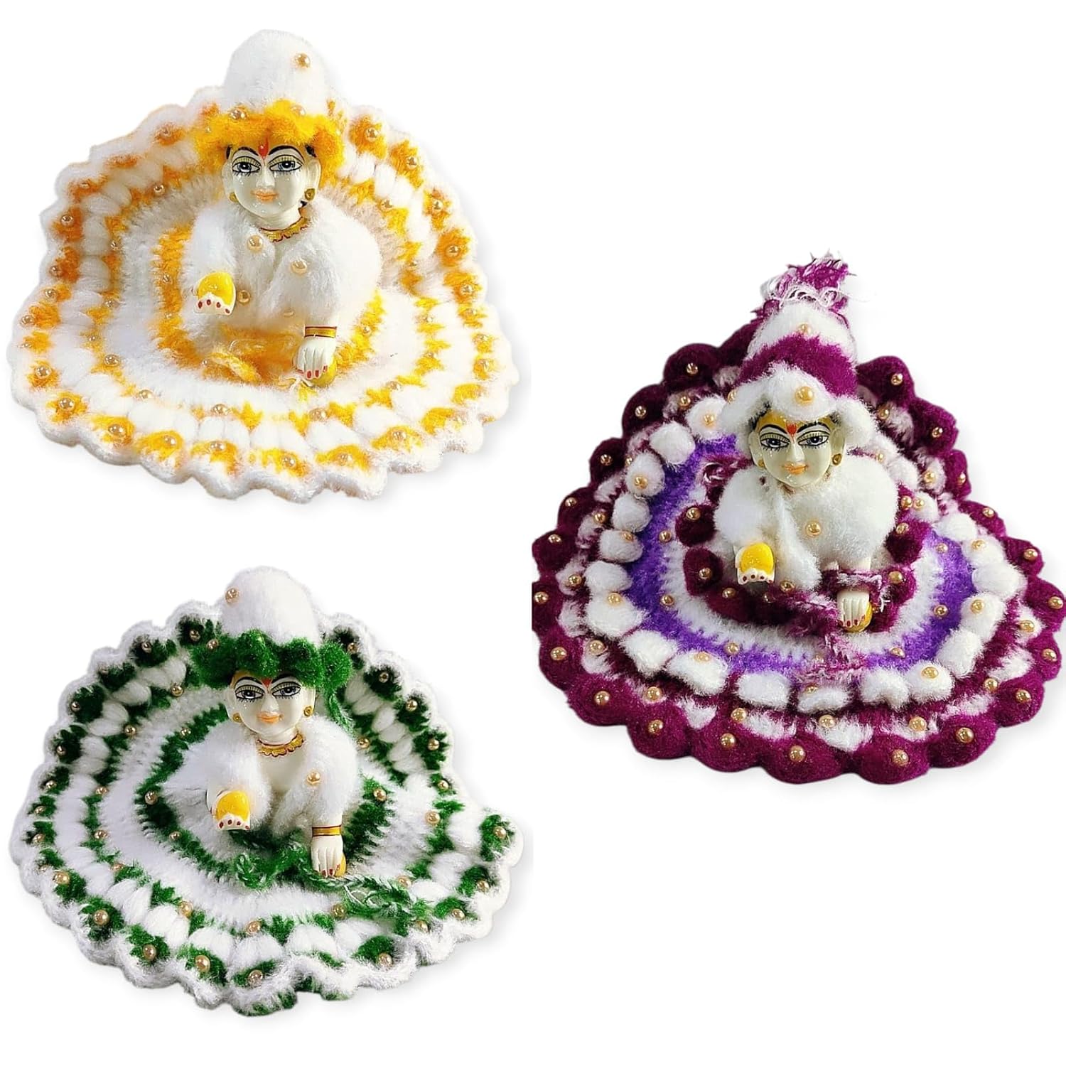 Partish Laddu Gopal Woollen Heavy Dress with Moti Work (Pack of 3) l ...