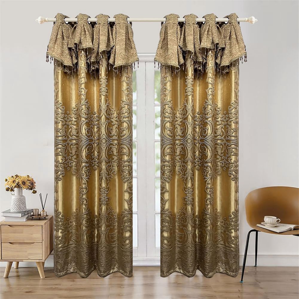 Amazon.com: TIYANA Double Layer Curtains with Valance for Windows ...