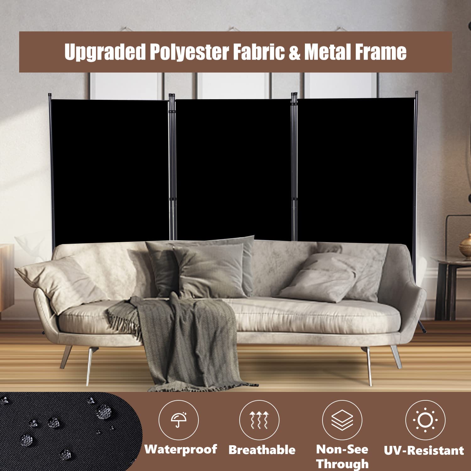 YASRKML 3 Panel Room Divider, Folding Privacy Screen for Home, Dorm ...