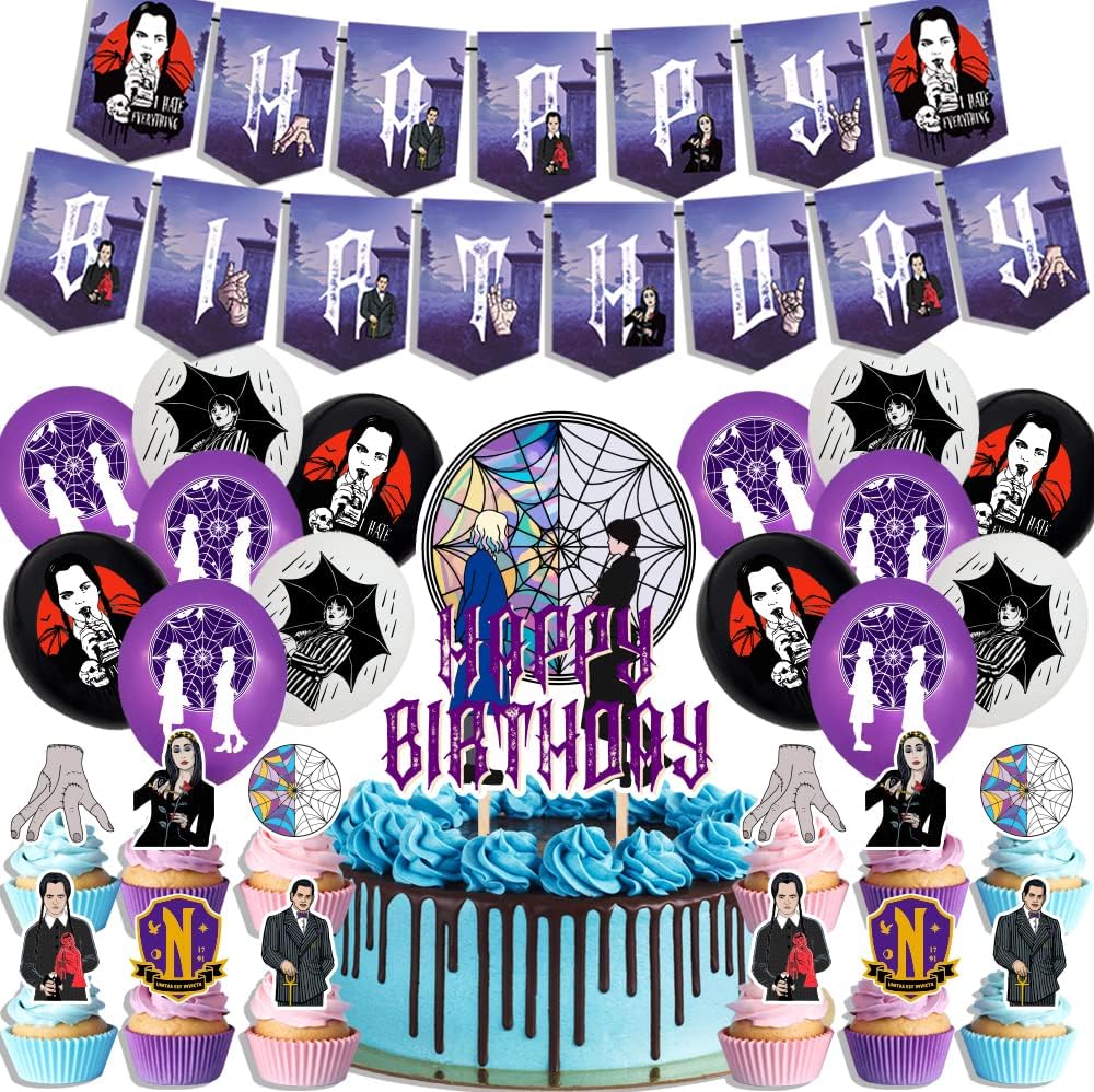 Amazon.com: Wednesday Party Balloons, Birthday Party Decoration Set ...