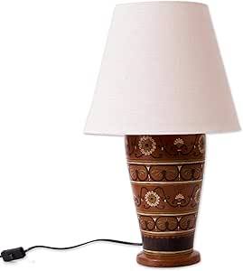 NOVICA Floral Ceramic Table Lamp, Earthtone, Floral Antique' - Table ...