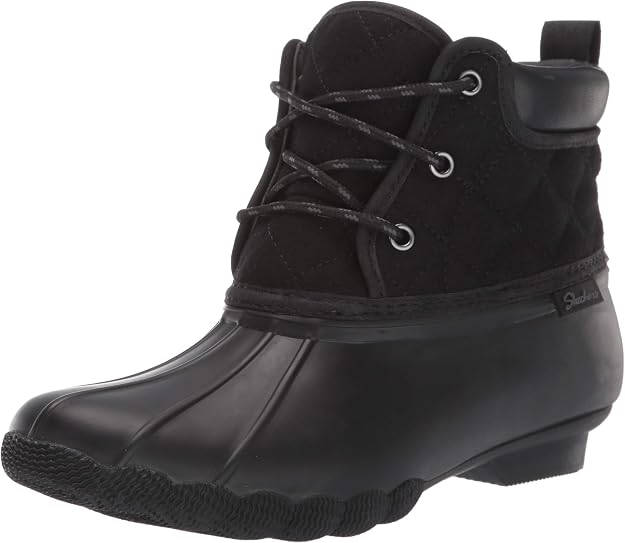 Amazon.com | Skechers Women's Pond-Lil Puddles-Mid Quilted Lace Up Duck ...