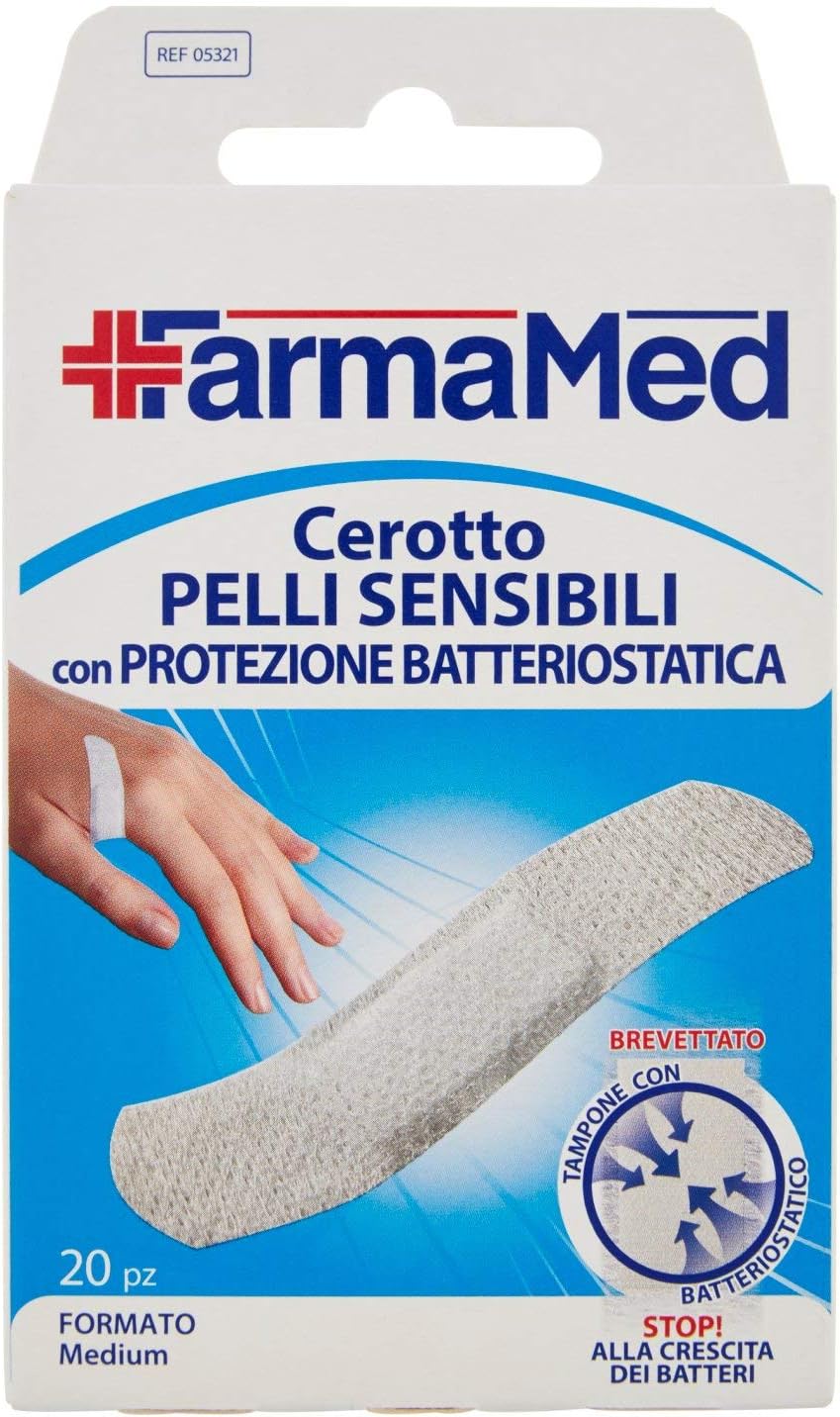 FarmaMed Cerotti per Pelli Sensibili con Protezione Batteriostatica, 20 ...