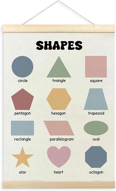 Amazon.com: TLESKE Boho Classroom Shapes Chart Poster Hanger Frame ...