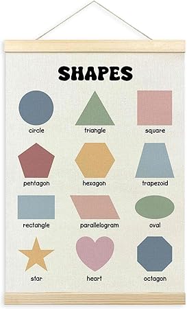 Amazon.com: TLESKE Boho Classroom Shapes Chart Poster Hanger Frame ...