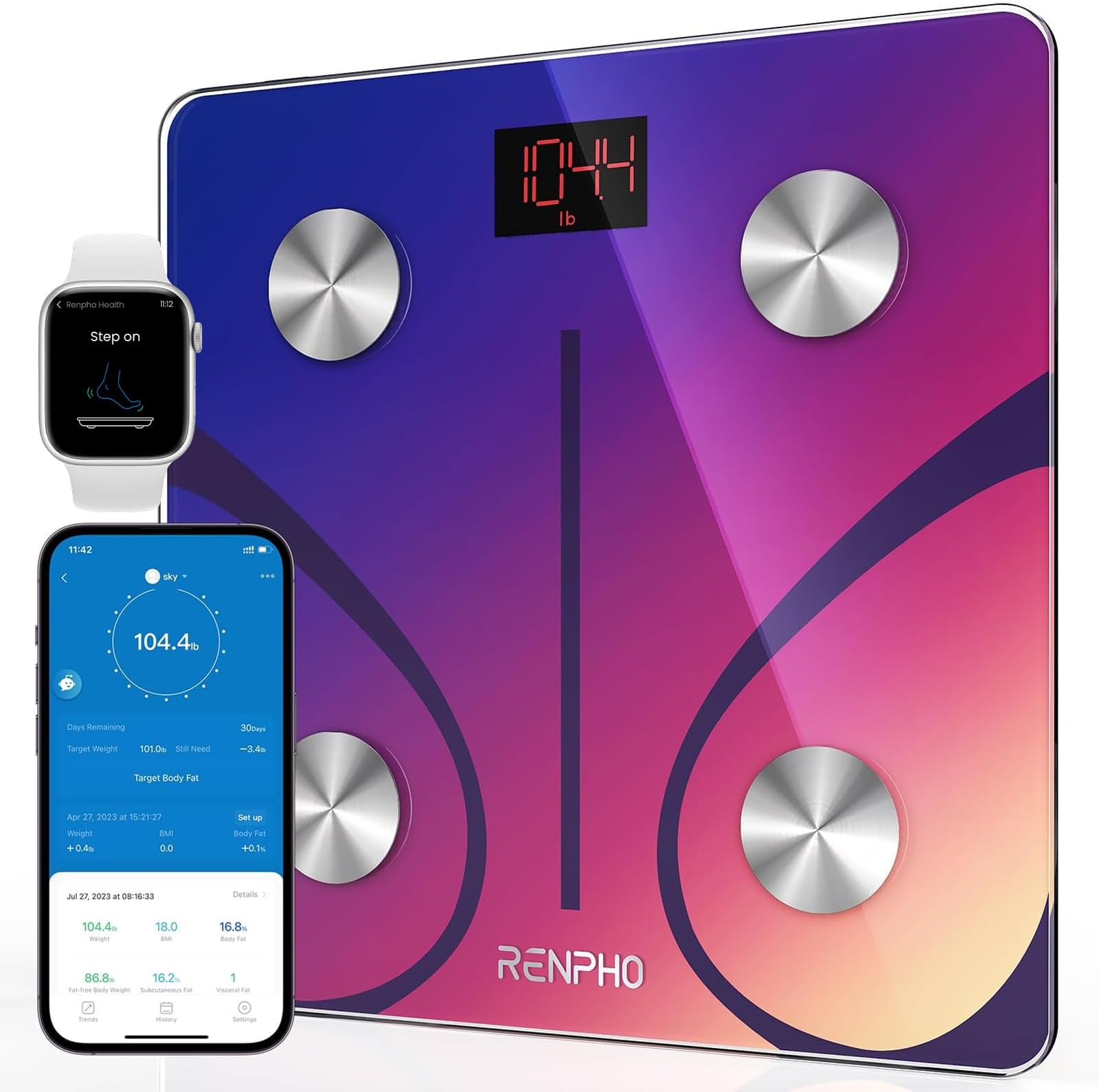 Amazon.com: RENPHO Scale for Body Weight, Smart Body Fat Scale Digital ...