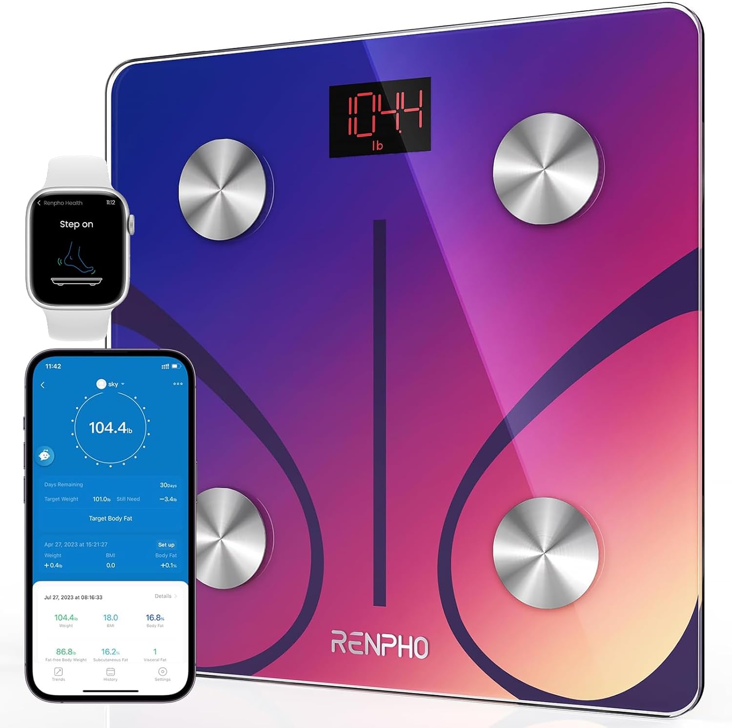 Amazon.com: RENPHO Scale for Body Weight, Smart Body Fat Scale Digital ...