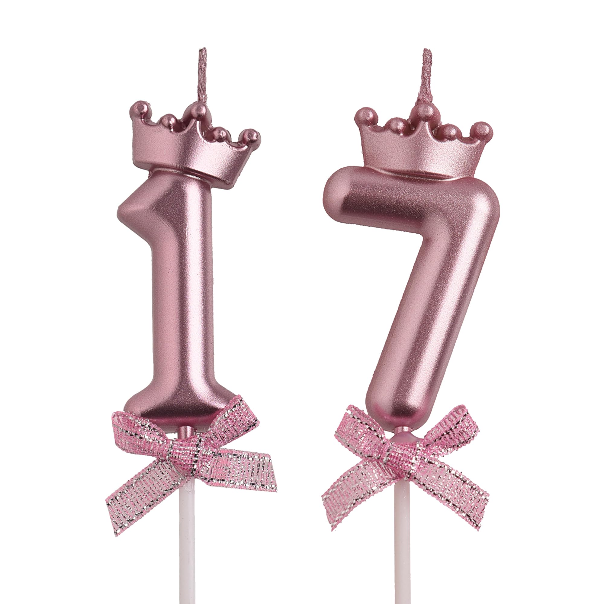 Amazon.com: AOOLADA 17th Birthday Candles, Rose Gold 3D Number 17 Happy ...