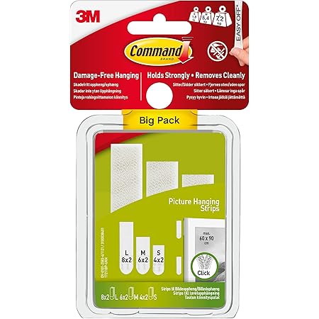 Command Strips Value Pack - 8 Sets L, 6 Sets M + 4 Sets S of Picture ...