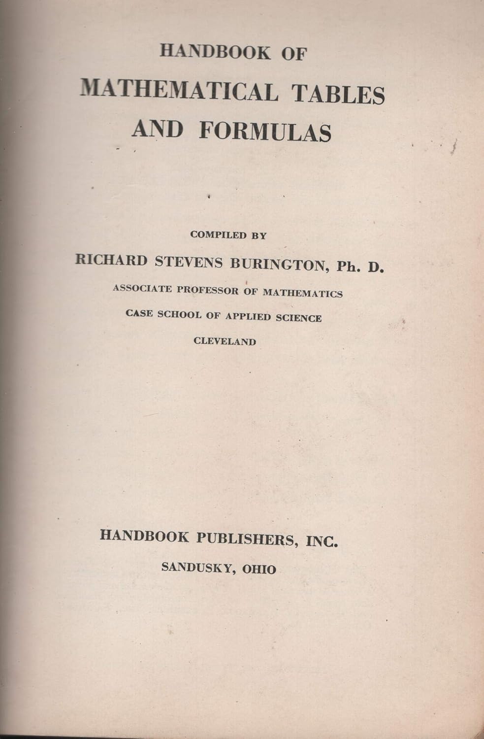 Amazon.com: Handbook of Mathematical Tables and Formulas: Ph. D ...
