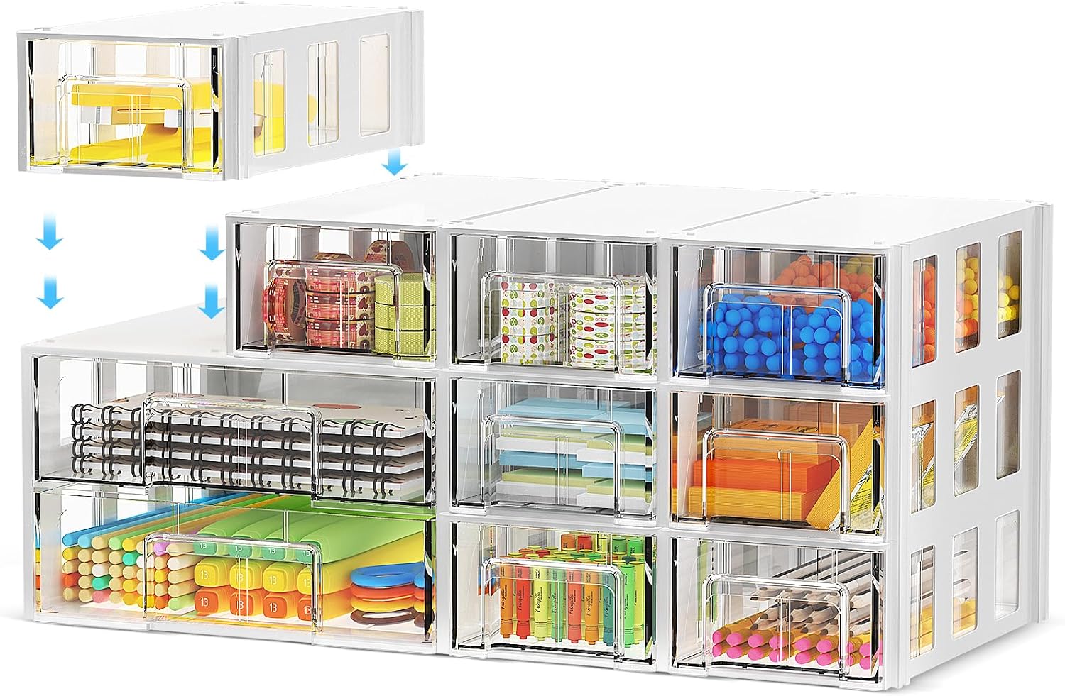 Amazon.com : Desk organizer and accessories with 10 clear drawers ...