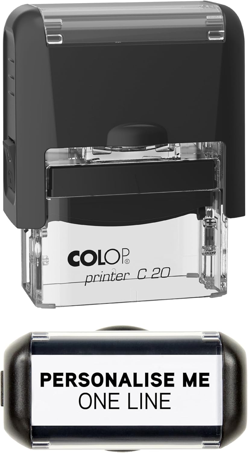 Custom Stamp with Black Ink Personalised Self-Inking Business Address ...