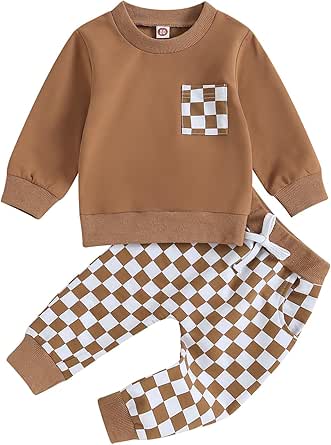 Amazon.com: FYBITBO Toddler Baby Boys Fall Clothes Checkerboard ...