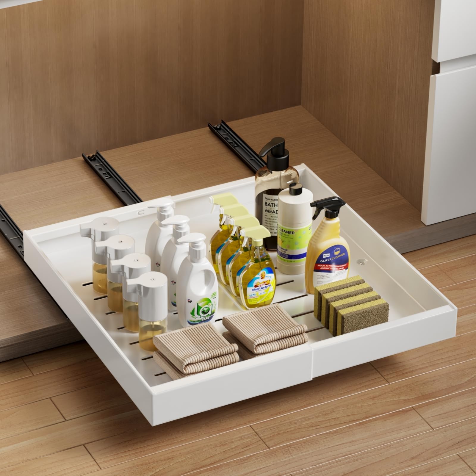 Amazon.com: Mustorn Expandable Pull Out Cabinet Organizer, 21" Deep ...