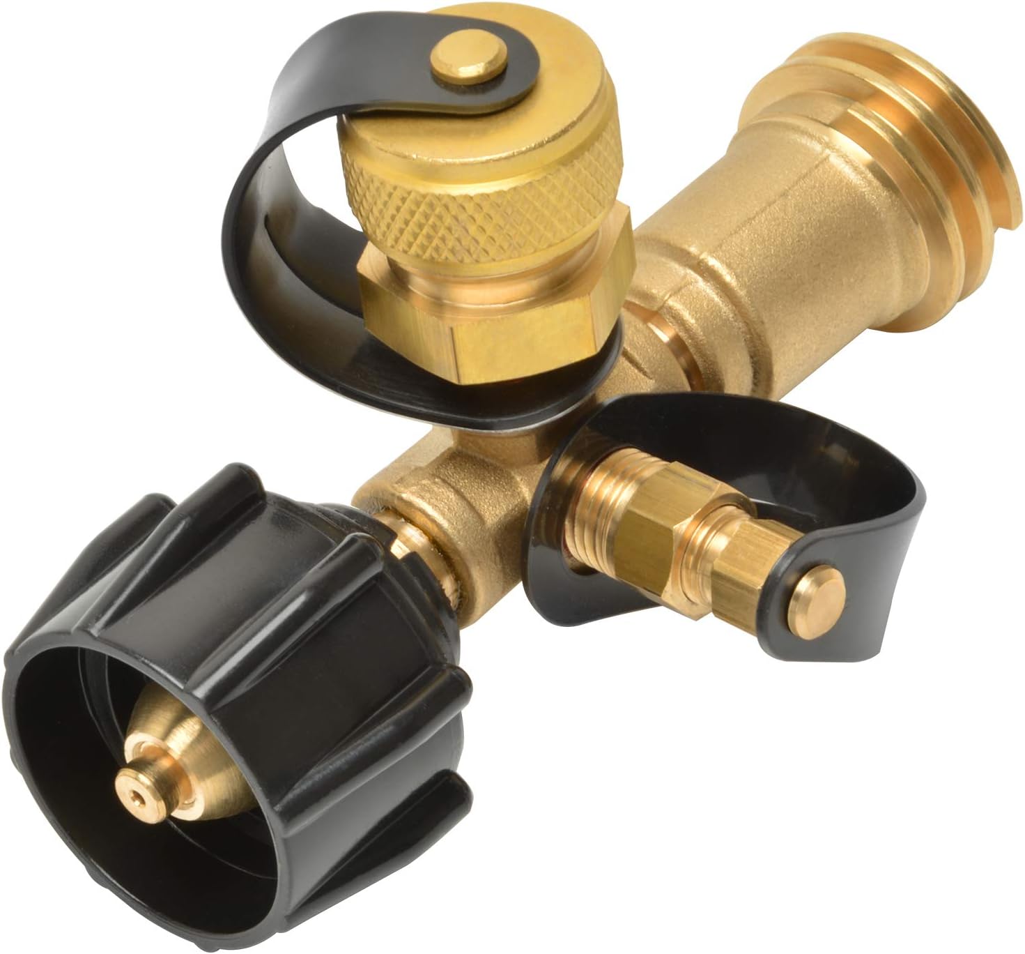 Amazon.com : Stanbroil Propane Gas Brass Tee Adapter with 4 Port for RV ...