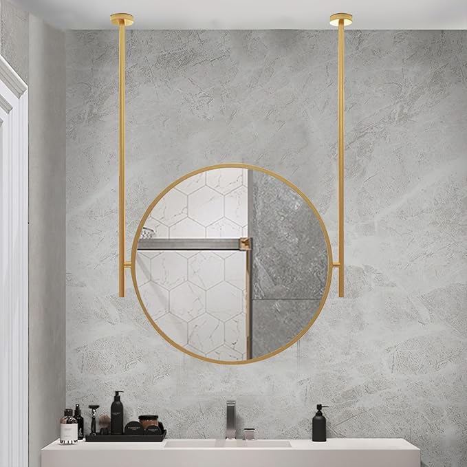 Amazon.com: Gaommini Round Mirror Ceiling Mount Bathroom Mirror, Wall ...