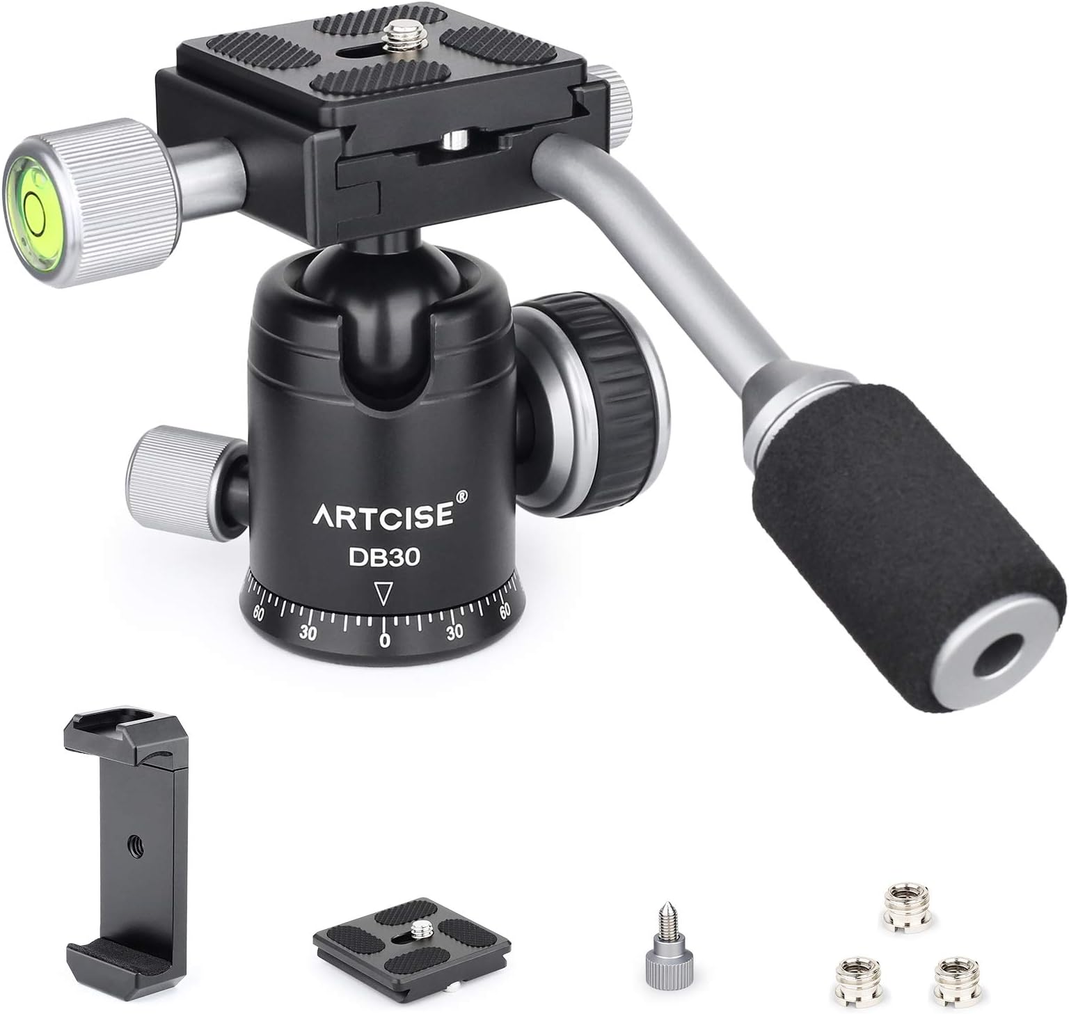 Rotule de Trépied avec Poignée, D30 Rotule Tout Métal CNC Monopode ...