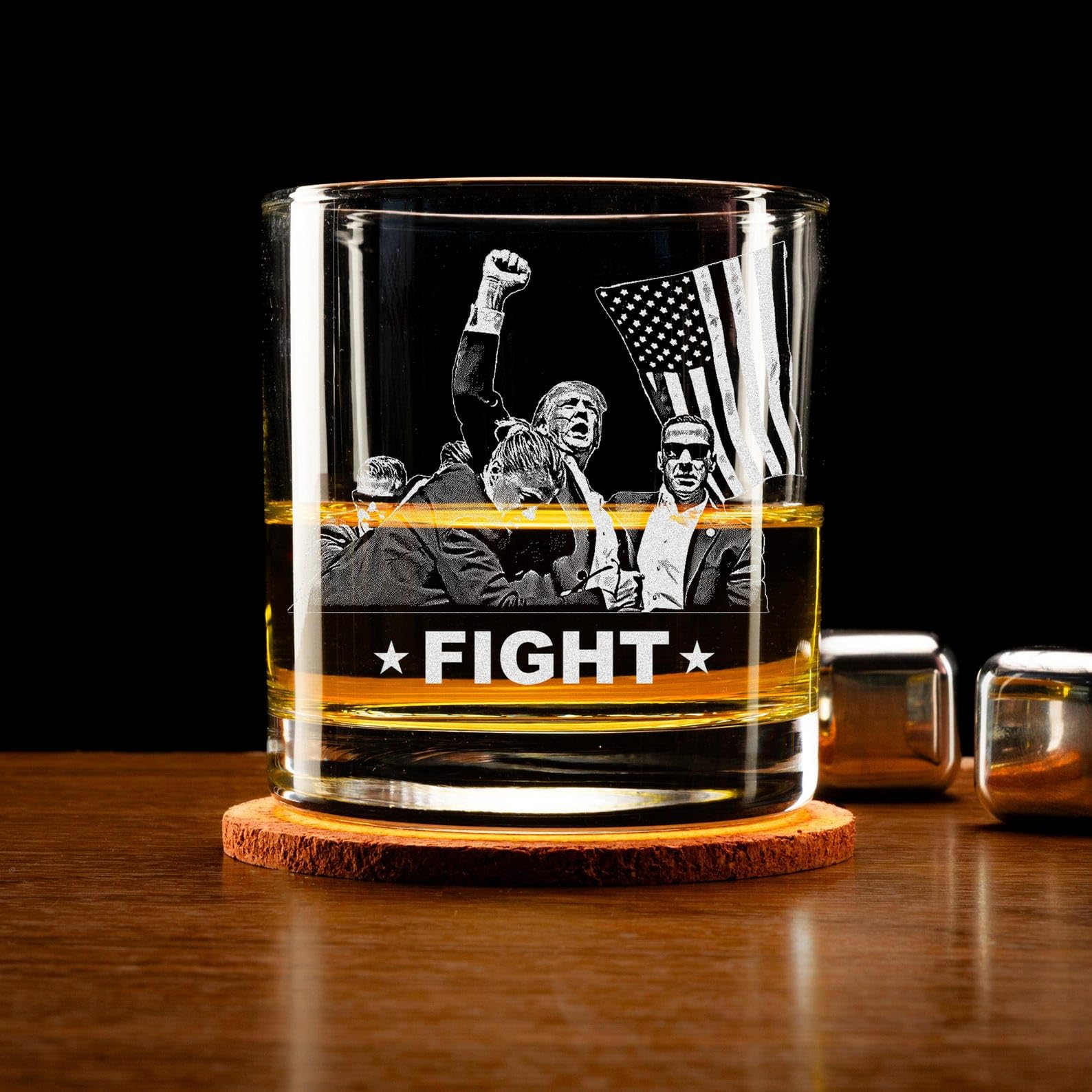 Amazon.com | Lucy Engraving Engraved Trump Fight Whiskey Glass - 11 oz ...