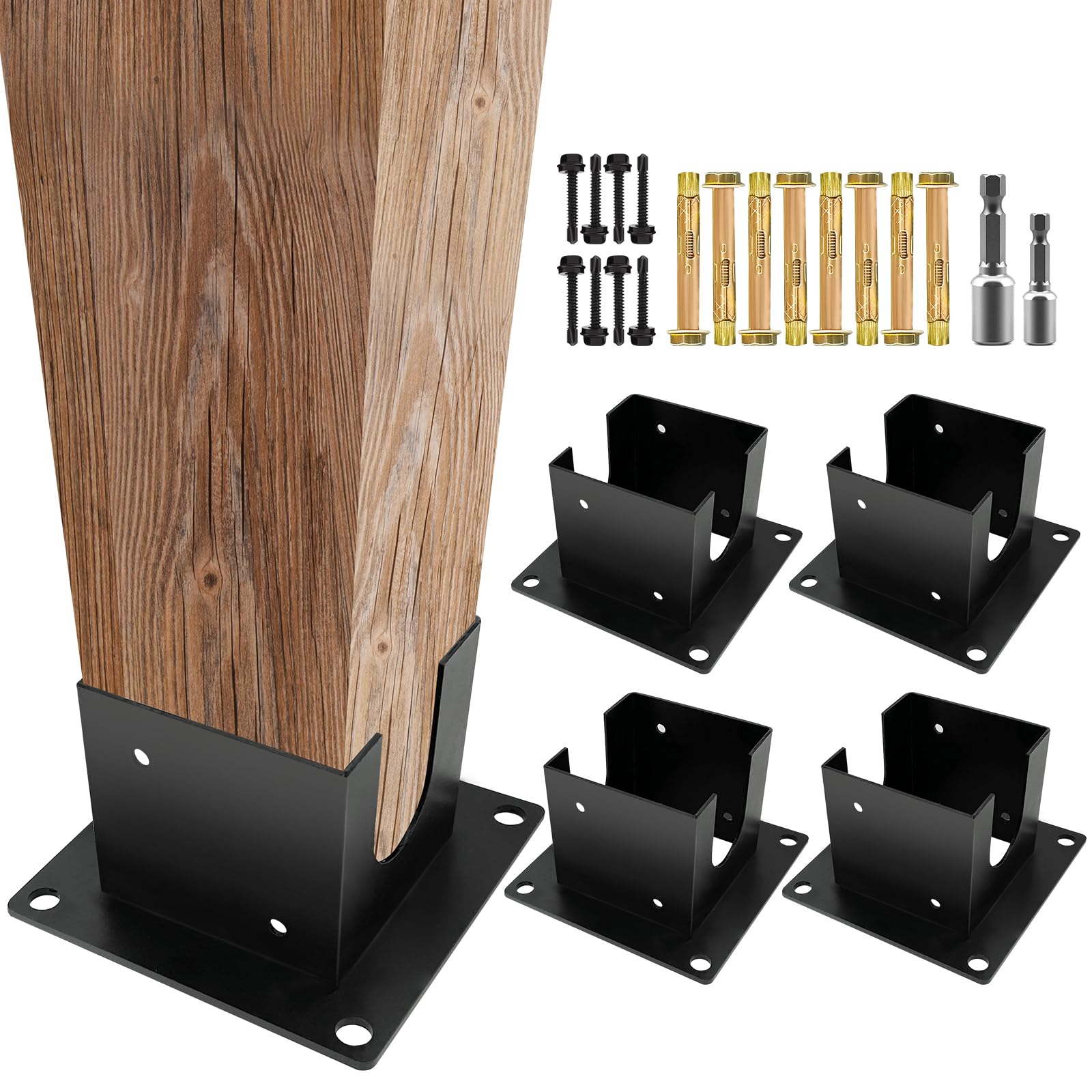 Amazon.com: VoTwoofv Post Anchor Base,Concrete Wood Fence Post Base for ...