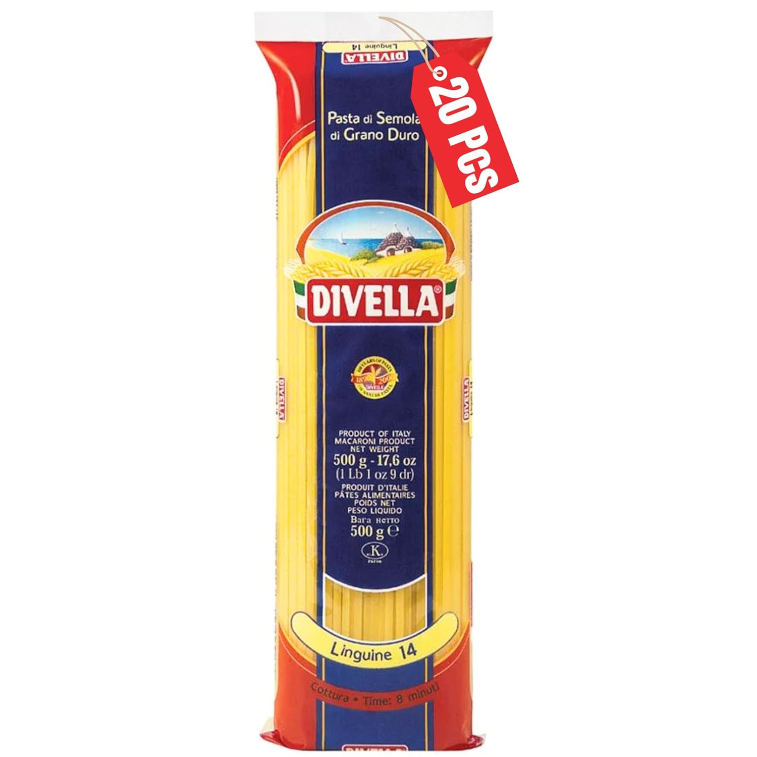 Amazon.com: Divella Linguine Pasta #14, 16 oz. (Pack of 20) - Authentic ...