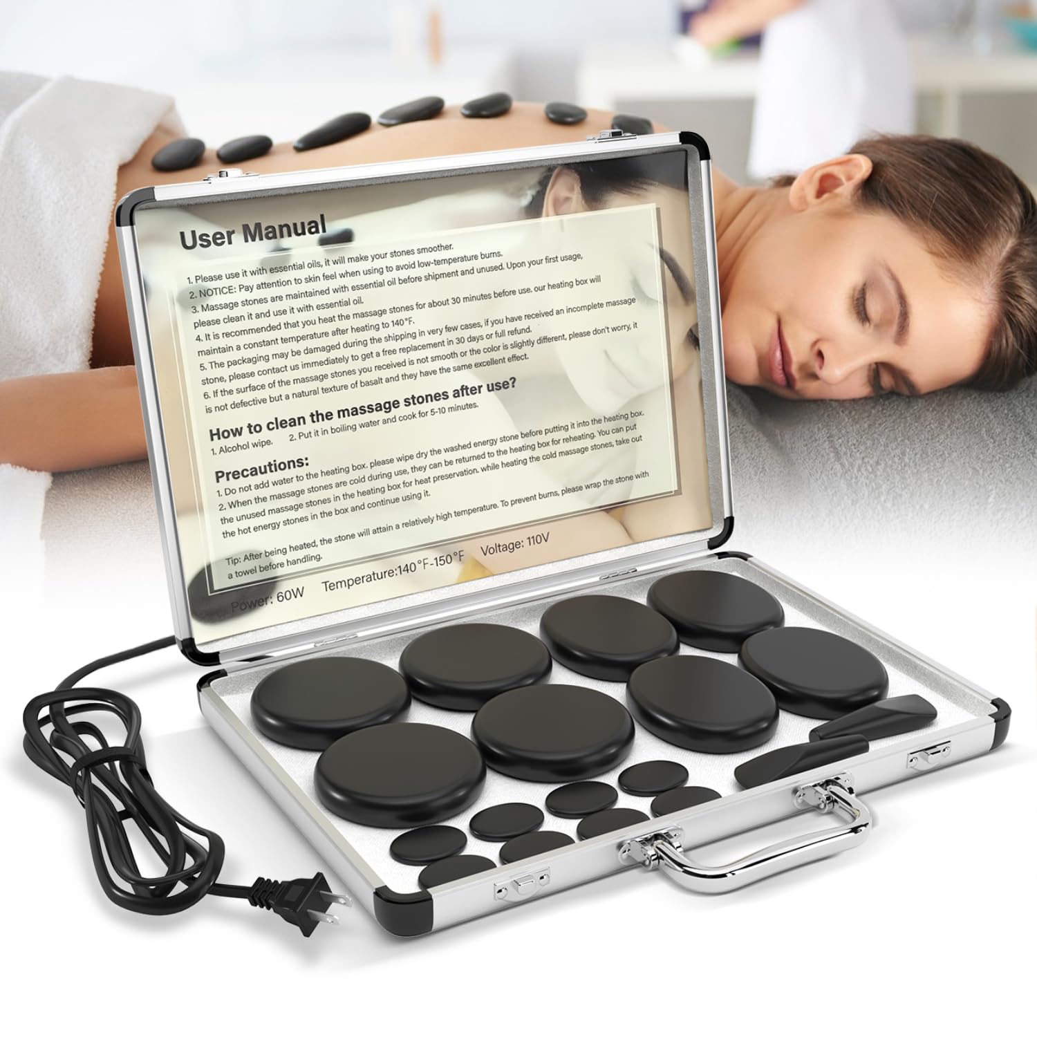Amazon.com: Hot Stones Massage Set, 18 Pcs Basalt Hot Stones with ...