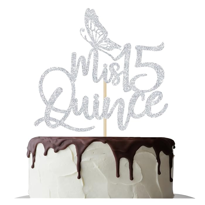 Buy Silver Glitter Mis Quince Cake Topper, Mis Quince Años Decorations ...