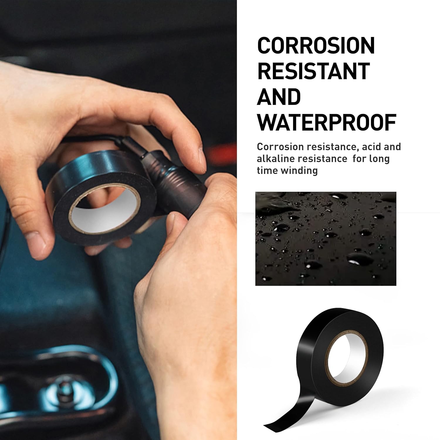 Buy Electrical Tape Black Waterproof PVC - 5 Pack 3/4 in 65 FT Flame ...