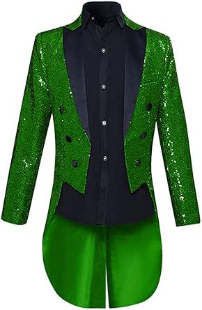 Setwell Mens Tailcoat Green Sequin Jacket Suit Blazer at Amazon Men’s ...