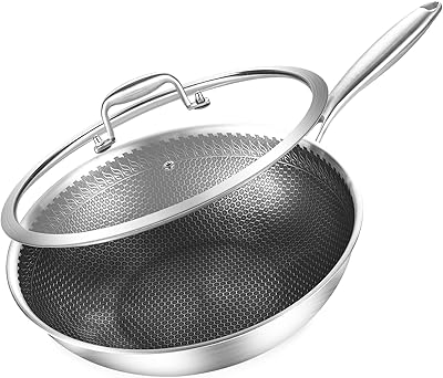 Amazon.com: Potinv Hybrid Stainless Steel Frying Pan with Stay Cool ...