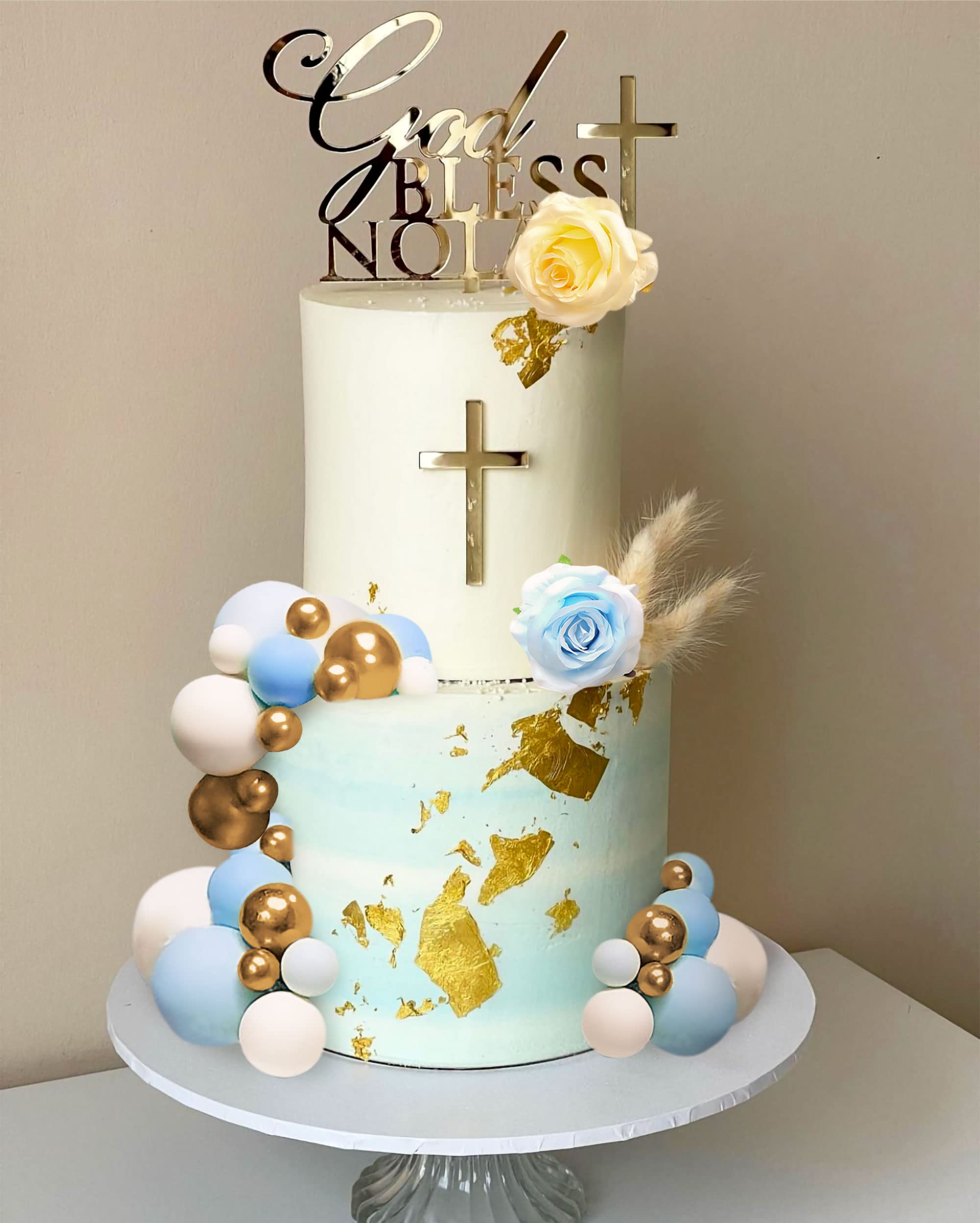Gold Baby Boy Baptism Cake Modern Christening Cake For A Baby Boy