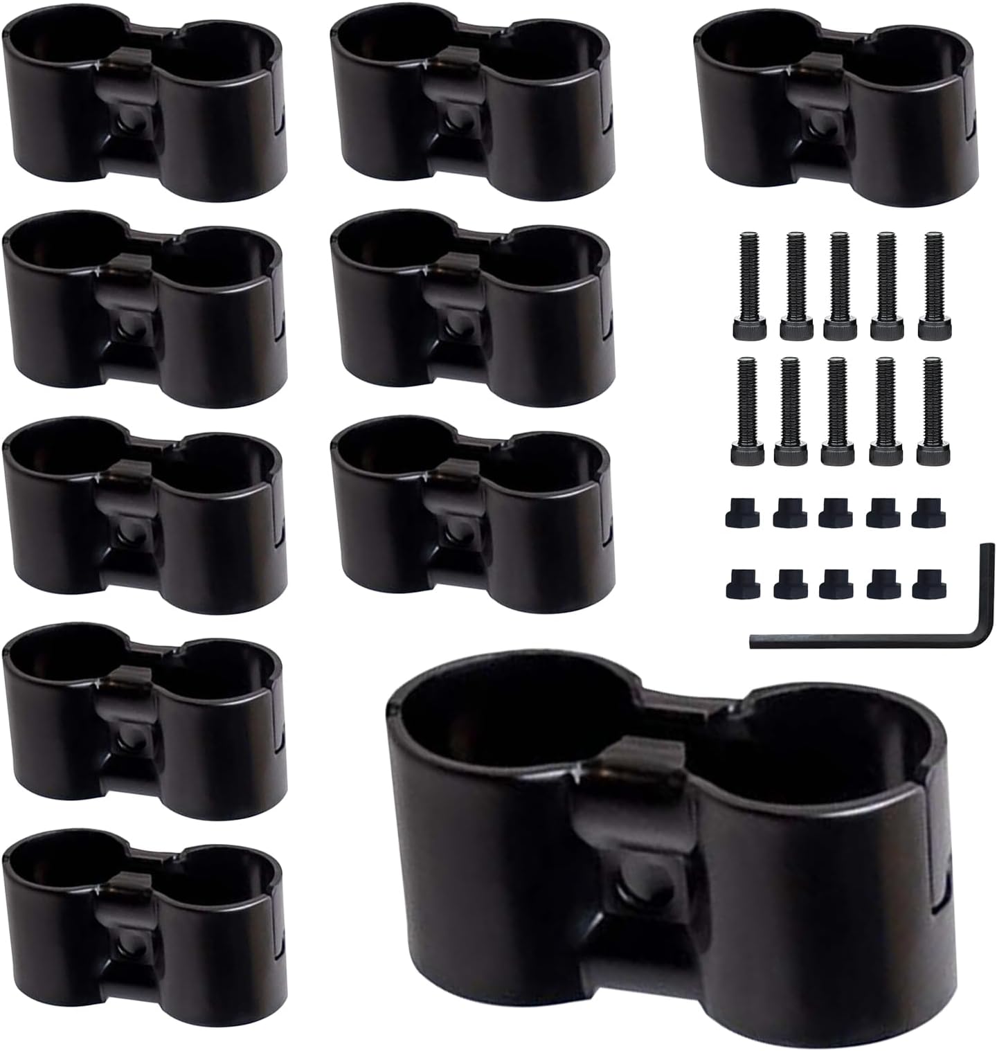 10 PCS Black Double Port Parallel Pipe Clamp for OD 28mm Lean Tube, 2 ...