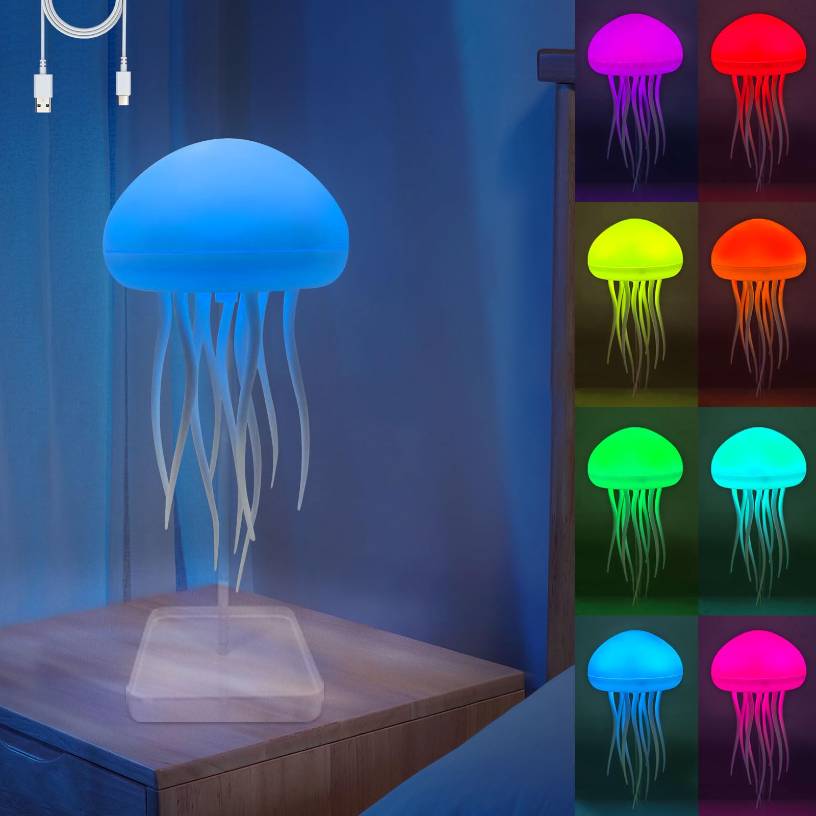 JIUYONG Upgraded Silent Jellyfish Lamp, Jelly Fish Light Lamp with ...
