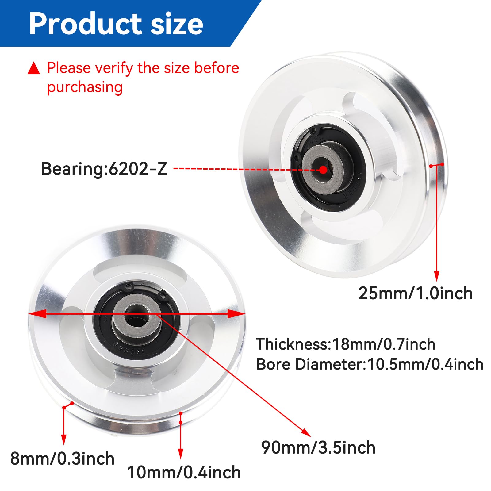 Snapklik.com : Pulley Wheel, 90mm Gym Cable Pulley Wheel 360 Degree ...