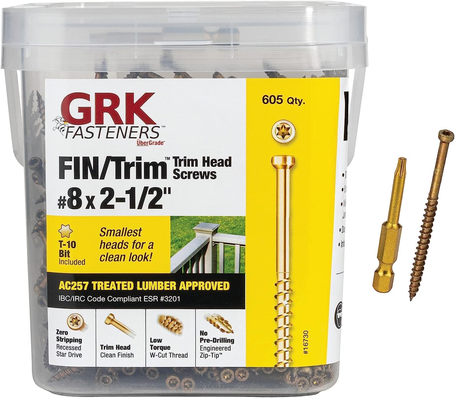 Amazon.com: GRK 772691167309 8 x 2-1/2" Fasteners 16730 FIN/Trim Screws ...